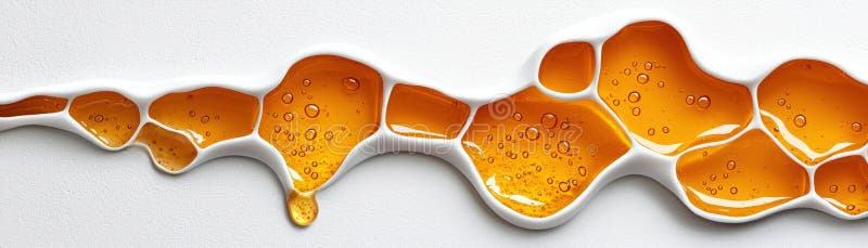 Liquid Amber Droplets on White Surface with Bubbles and Viscous Texture ...