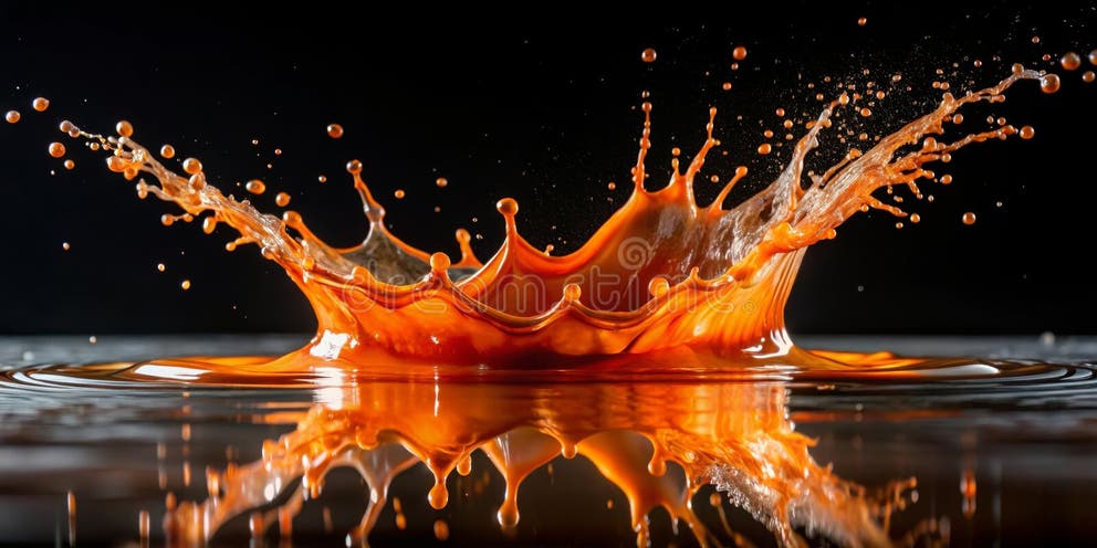 Liquid Amber Splash Dynamic Crown of Rippling Reflections. Generative ...