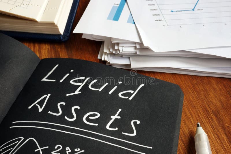 Liquid Assets List and Calculations in the Notepad Stock Image - Image ...