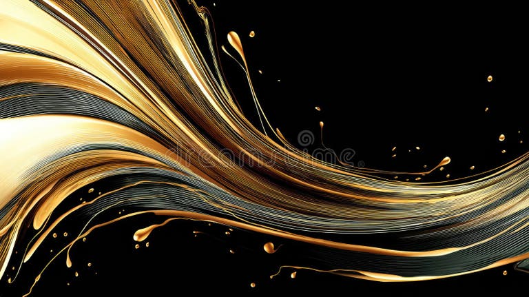 Liquid Black Gold Stylized As a Glossy Brushstroke Flowing Across a ...