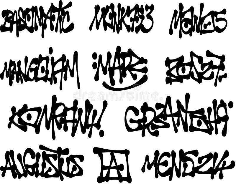 Liquid Black Graffiti Tags Collection Over White Stock Vector ...