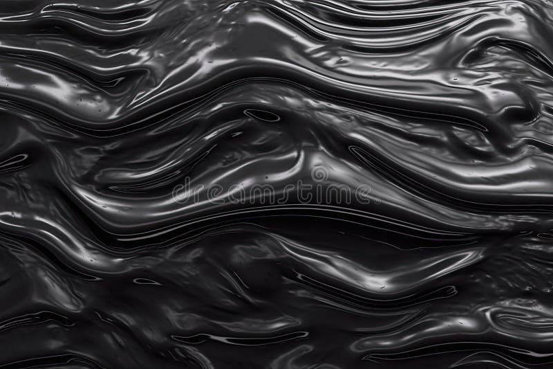 Liquid Black Wavy Plastic Texture. Wrinkle Silicone Sheet Stock ...