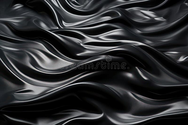 Liquid Black Wavy Plastic Texture. Wrinkle Silicone Sheet Stock ...