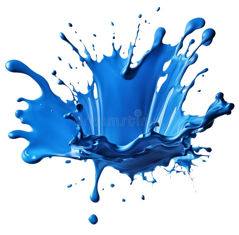 Liquid Blue Paint Making Big Splash and Drops Isolated Stock ...