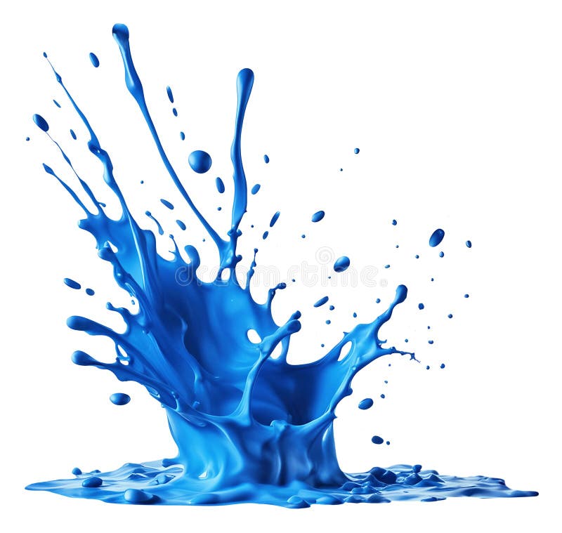 Liquid Blue Paint Making Big Splash and Drops Isolated Stock ...