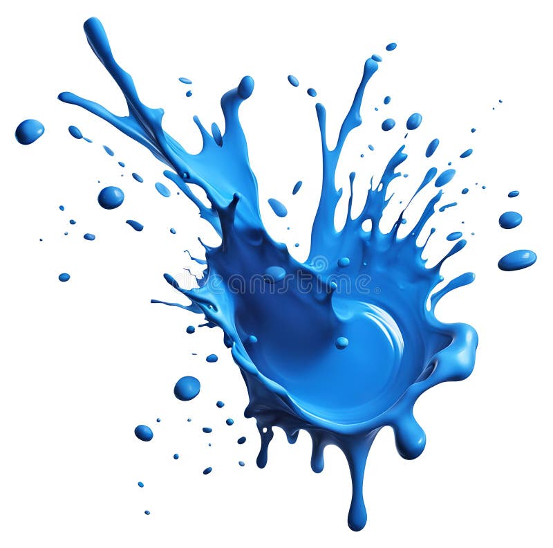 Liquid Blue Paint Making Big Splash and Drops Stock Illustration ...