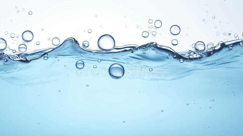 Liquid Blue Water Surface with Bubbles and Splashes. Water Splashes ...