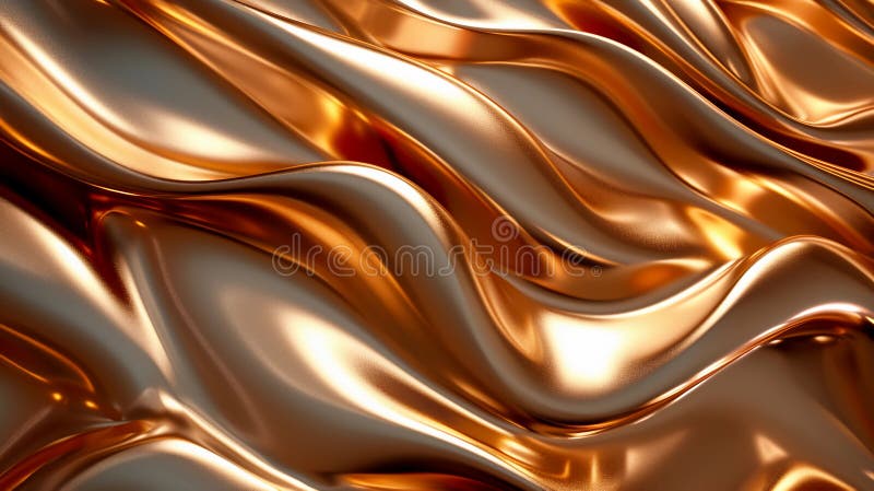 Liquid Bronze with Smooth, Flowing Waves. Shiny Metallic Texture ...