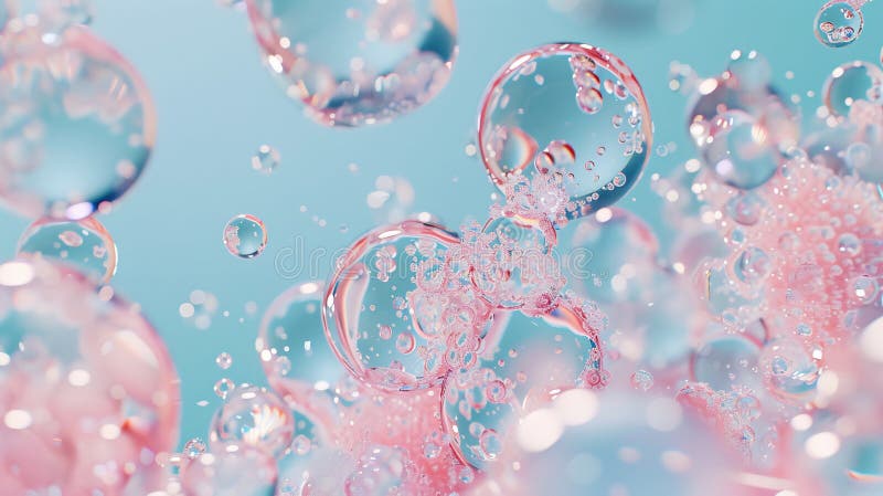 Liquid Bubbles Float in Water on an Blue Backdrop Stock Photo - Image ...
