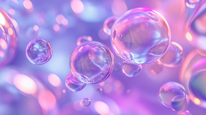 Liquid Bubbles Floating on Blurred Purple Background, Generative AI ...
