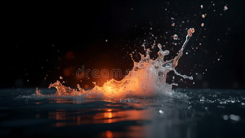 Liquid Burst: Dynamic Water Splash with Fire Light Stock Illustration ...