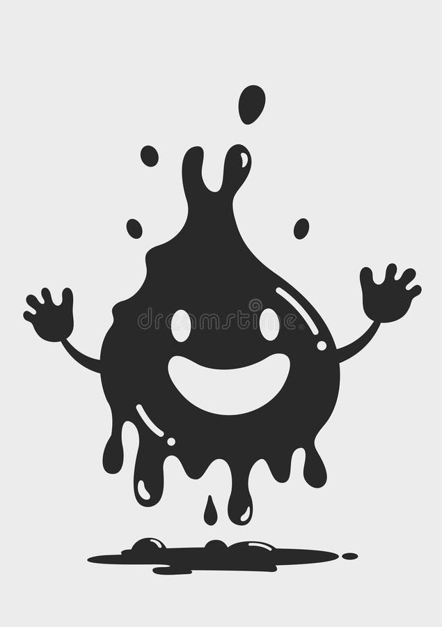 Liquid Cartoon Character Blot. Cute Liquid Smiling Monster Stock Vector ...