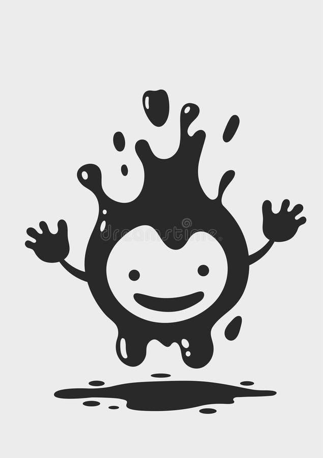 Liquid Cartoon Character Blot. Cute Liquid Smiling Monster Stock ...