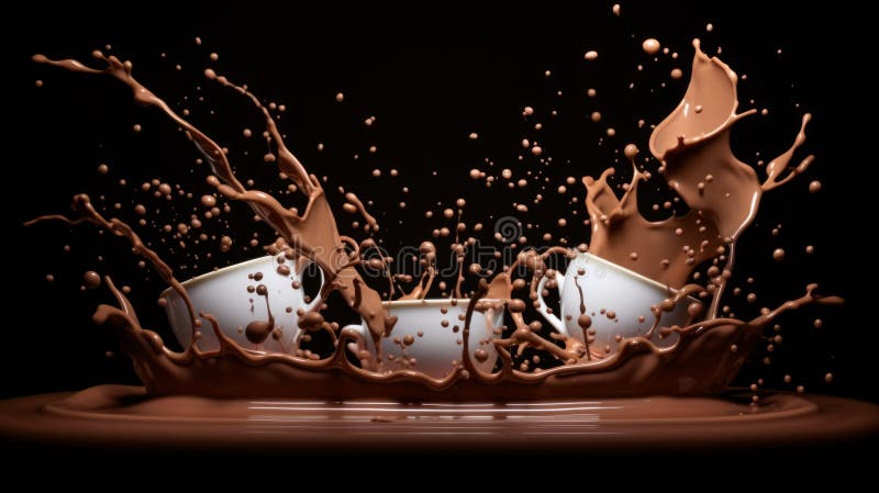 Liquid Chocolate Crown Splash. in a Liquid Chocolate Pool. Ai Generated ...