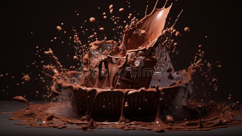 Liquid Chocolate Crown Splash. in a Liquid Chocolate Pool. Ai Generated ...