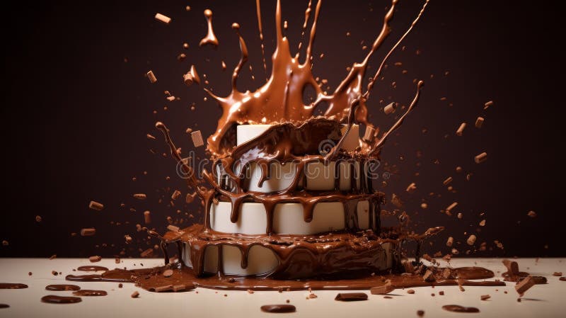 Liquid Chocolate Crown Splash. in a Liquid Chocolate Pool. Ai Generated ...