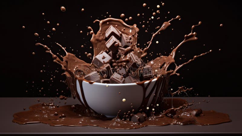 Liquid Chocolate Crown Splash. in a Liquid Chocolate Pool. Ai Generated ...