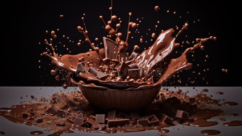 Liquid Chocolate Crown Splash. in a Liquid Chocolate Pool. Ai Generated ...