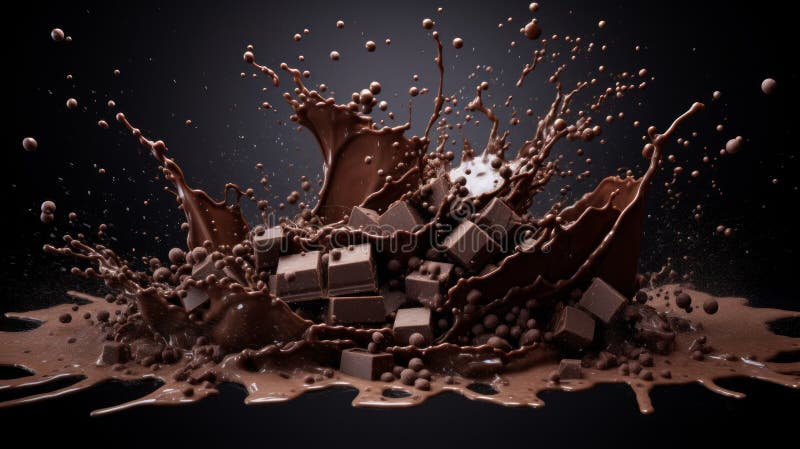 Liquid Chocolate Crown Splash. in a Liquid Chocolate Pool. Ai Generated ...