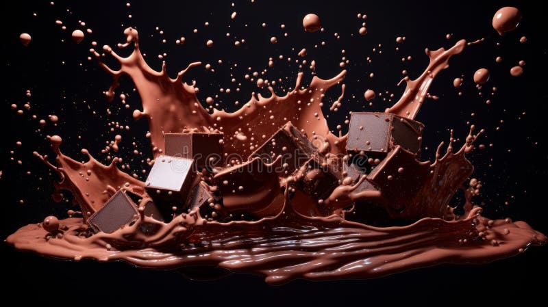 Liquid Chocolate Crown Splash. in a Liquid Chocolate Pool. Ai Generated ...
