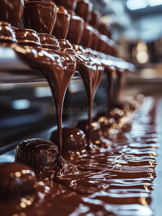 Liquid Chocolate Flowing Production Line Factory Stock Photos - Free ...