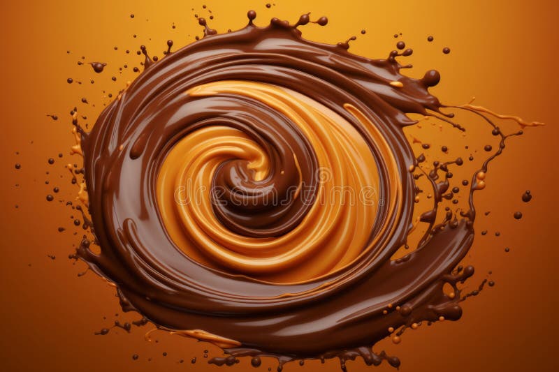 Liquid Chocolate Spiral Splash Explosion. Generative AI Stock ...
