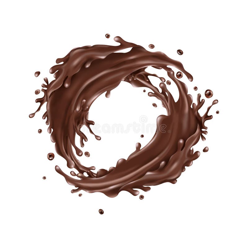 Liquid Chocolate Splashes Circle on a White Background Stock Vector ...