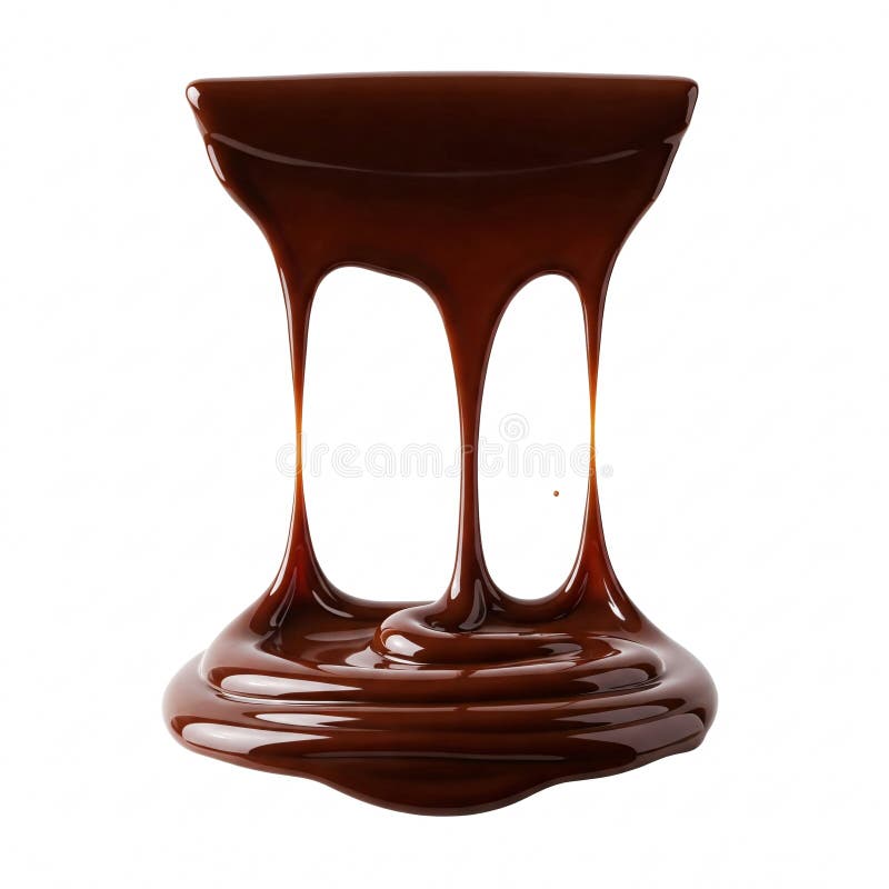 Liquid Chocolate Syrup Flowing Downwards, Forming Concentric Circles ...