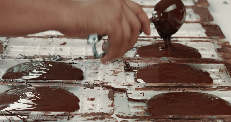 Liquid Chocolate Texture. Process of Making a Chocolate Bars Stock ...