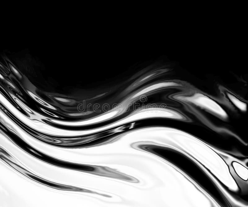 Liquid Chrome Texture. Abstract Metallic Wrap Waves. Fluid Monochrome ...