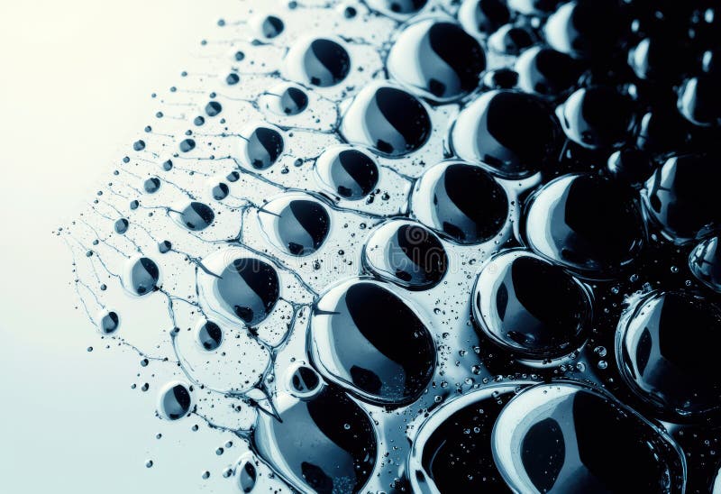 Liquid Chrome Droplets Forming Intricate Grid Patterns on a Smooth ...