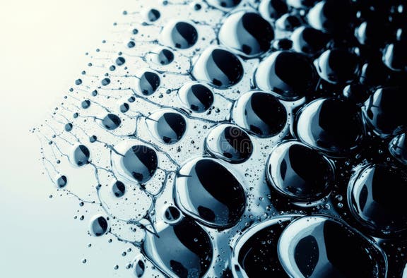 Liquid Chrome Droplets Forming Intricate Grid Patterns on a Smooth ...