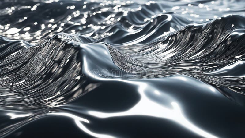 Liquid Chrome Waves Background, Shiny and Lustrous Metal Pattern ...