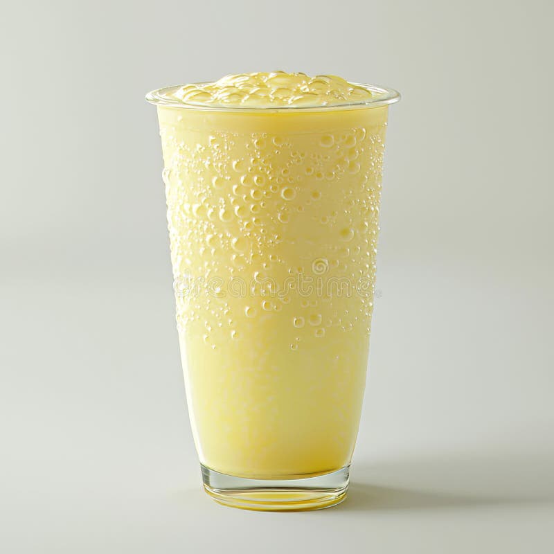 Liquid in a Clear Plastic Cup that is Fizzy and Yellow Stock Photo ...