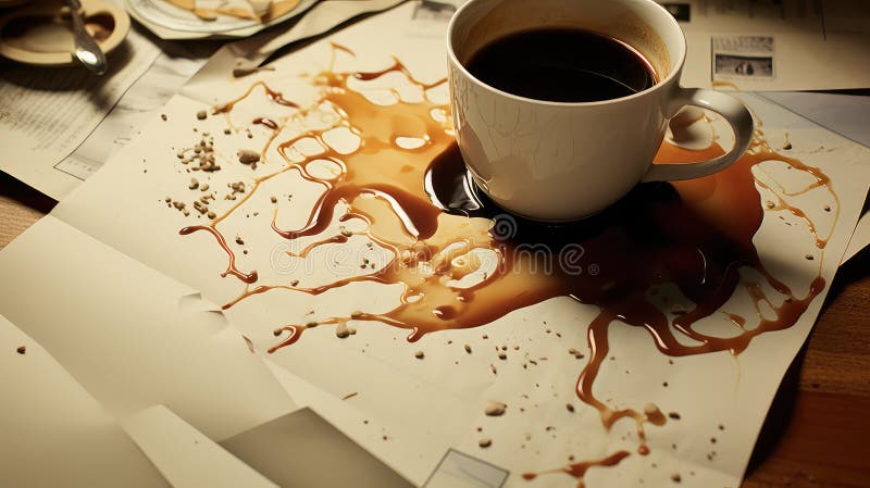 Liquid Coffee Stain on Paper Stock Illustration - Illustration of seep ...