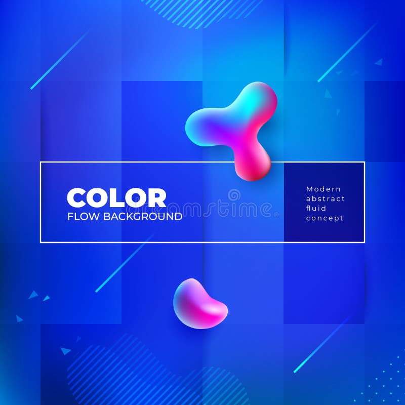 Liquid Color Background Design with Square Cells. Fluid Gradient Shapes ...