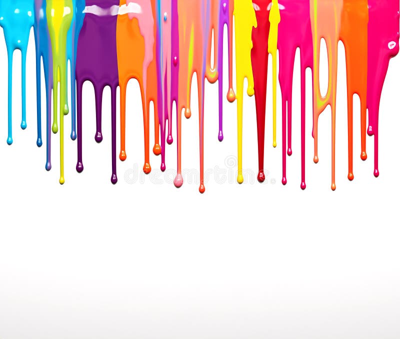 Liquid Colorful Paint Dripping on a White Background Stock Illustration ...