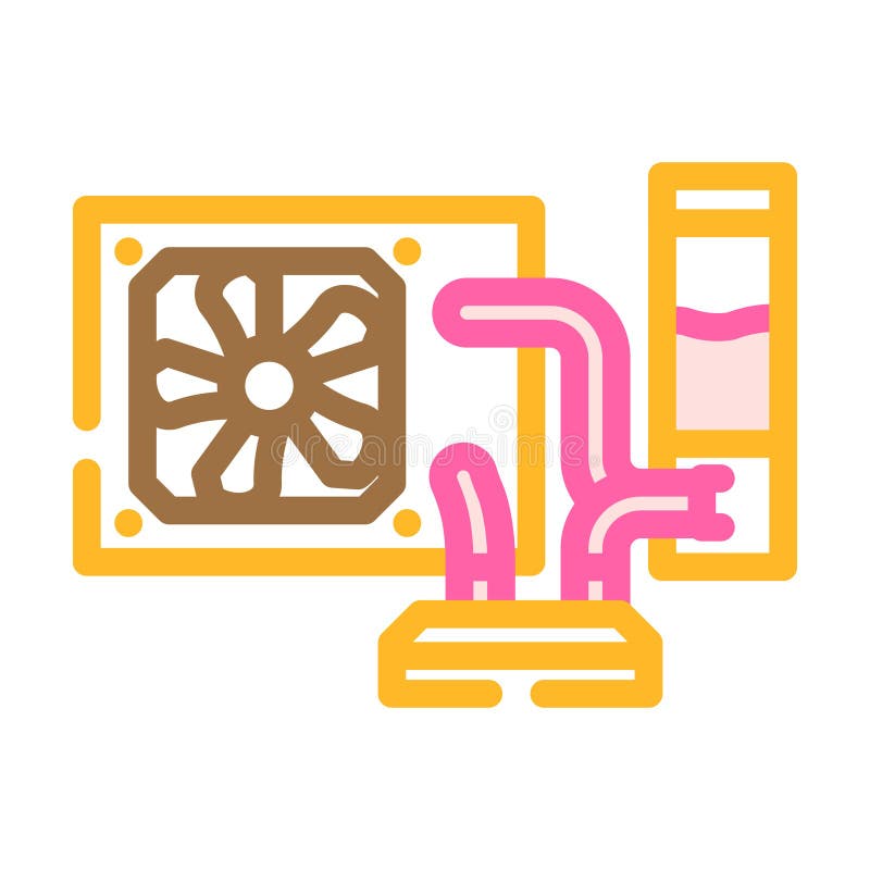 Liquid Cooling Gaming Pc Color Icon Vector Illustration Stock ...