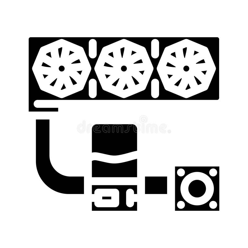 Liquid Cooling System Gaming Pc Glyph Icon Vector Illustration Stock ...