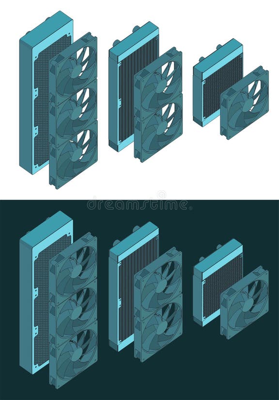 Liquid cooling systems Set stock vector. Illustration of circuit ...