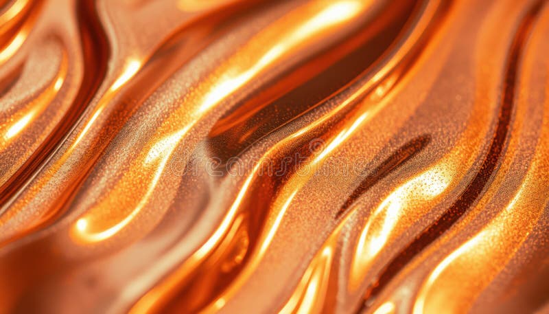 Liquid Copper Background with Flowing, Shiny Waves Creating Vibrant and ...