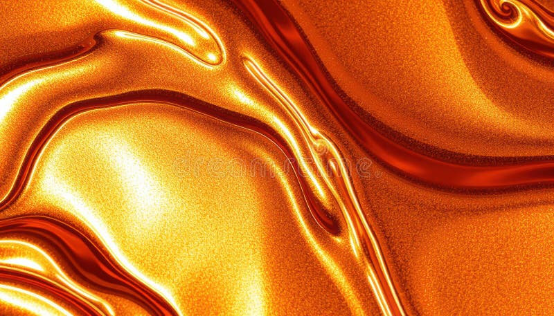 Liquid Copper Background with Shimmering Waves and Vibrant Orange Hue ...