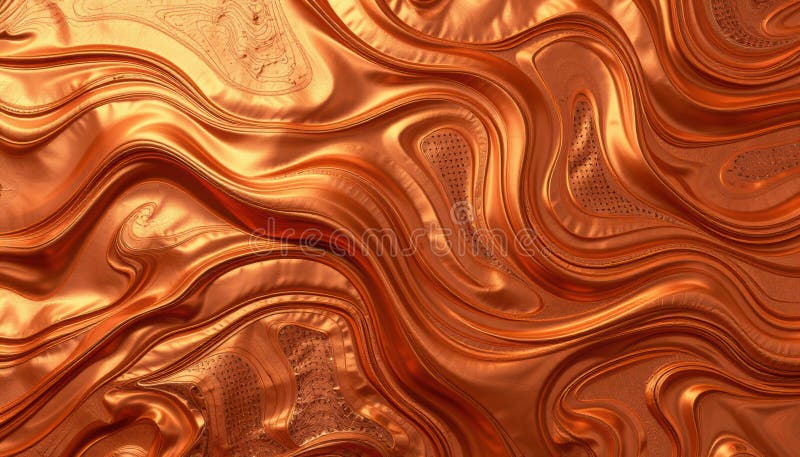 Liquid Copper Background with Smooth, Flowing Textures and Rich ...