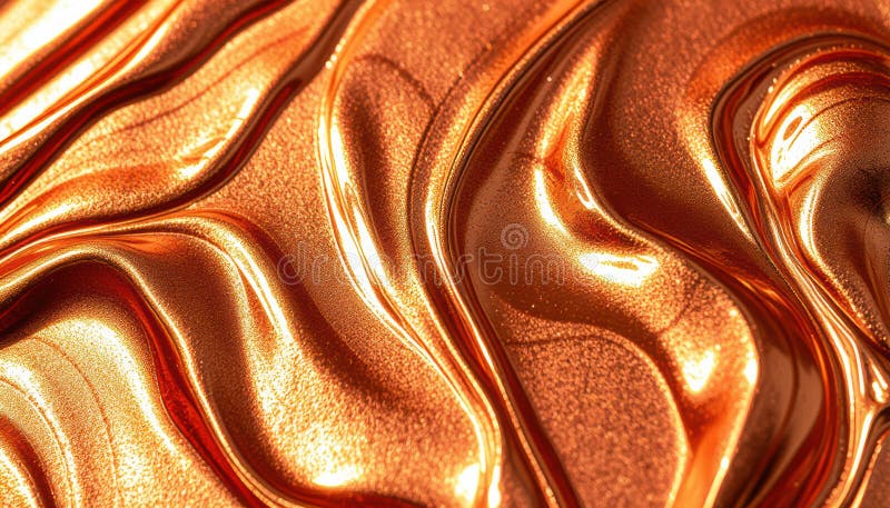 Liquid Copper Background with Smooth, Flowing Textures and Shiny ...