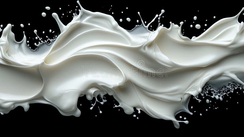 Liquid Cream Forms Elegant Waves and Splashes, Showcasing a ...