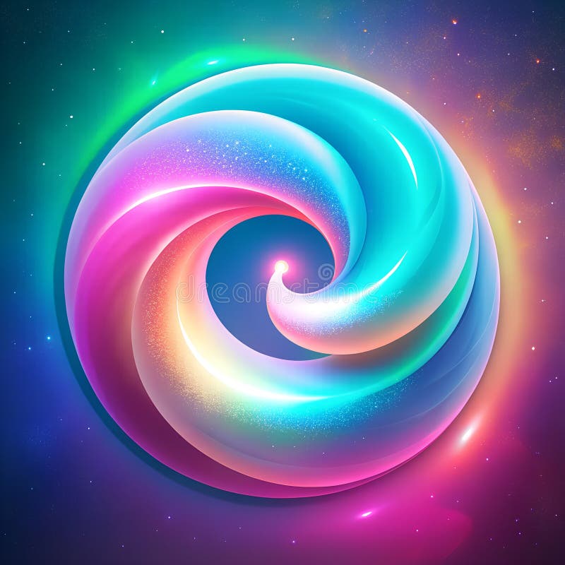 Liquid 3d Render Multicolor Rainbow Holographic Swirl Ring Sphere Brush ...