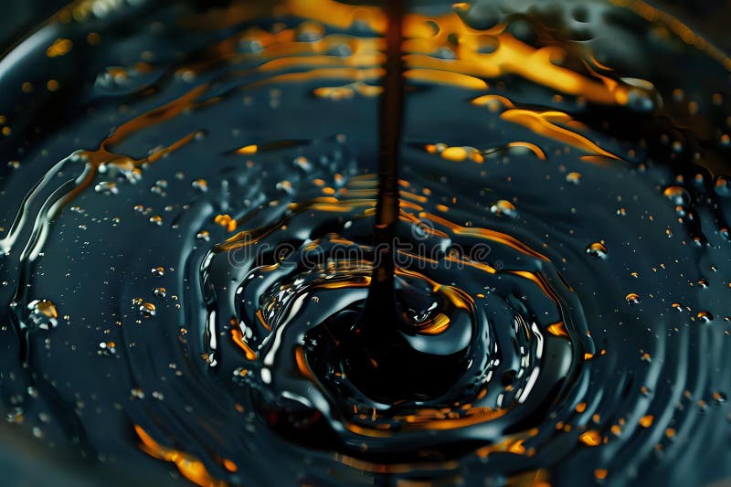 Liquid Darkness: Abstract Swirls of Deep Blue and Golden Hues, Viscous ...