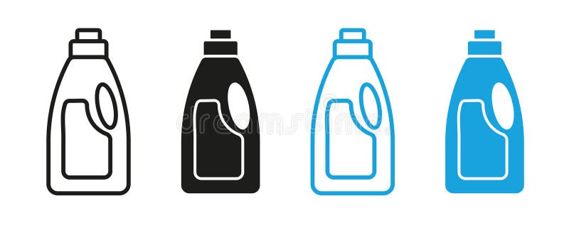 Liquid Detergent Icon Set. Laundry Cleaning Soap Bottle Fabric Vector ...