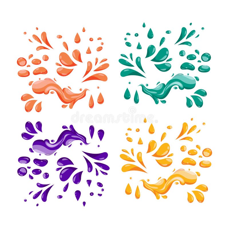Liquid Drop Icons Set of Different Colors. Vector Collection of Flat ...