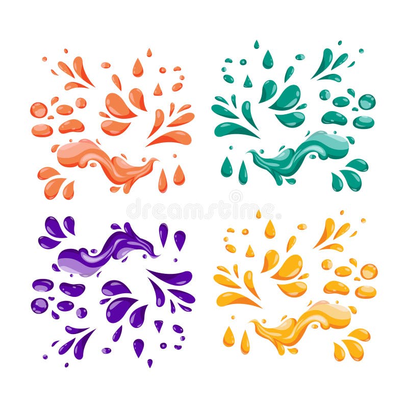 Liquid Drop Icons Set of Different Colors. Vector Collection of Flat ...